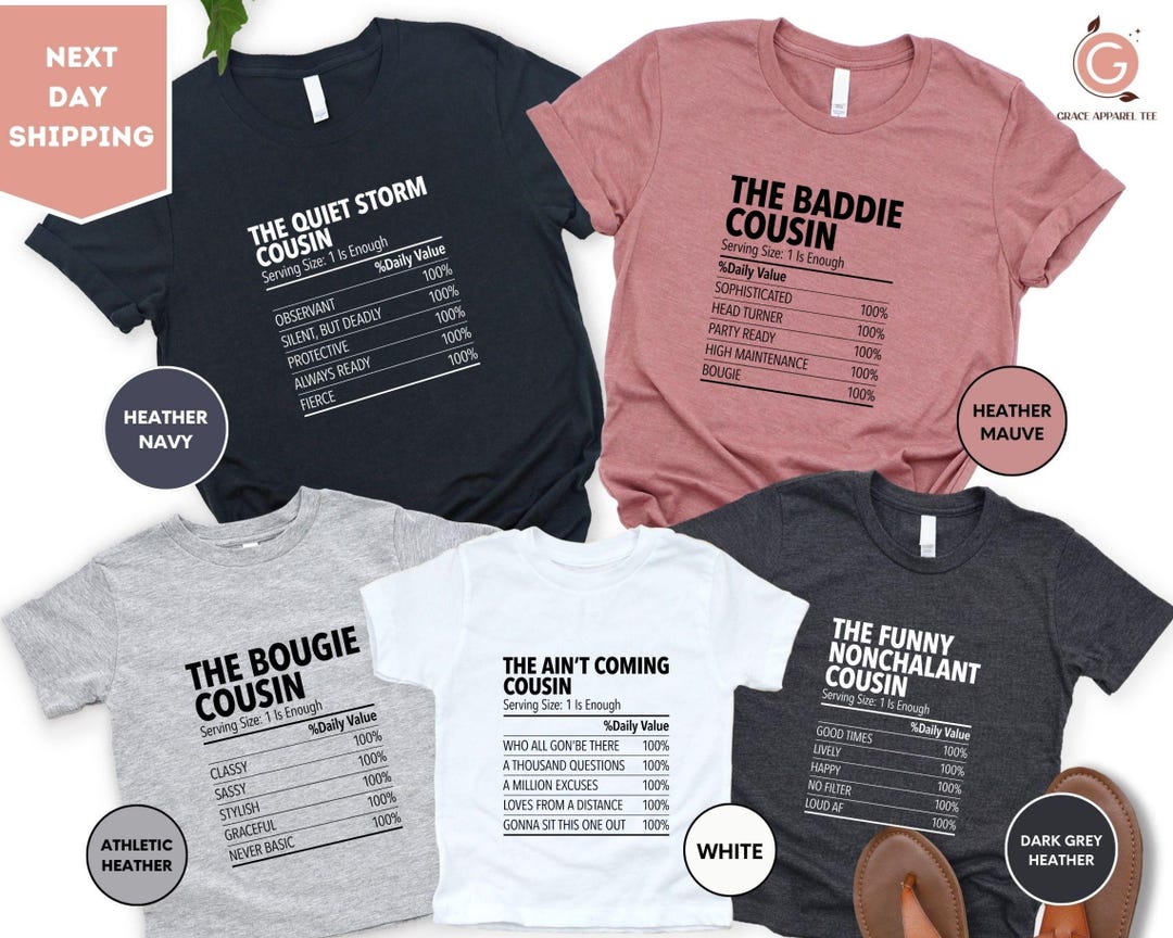 Cousin Nutrition Facts Shirts, Family Reunion Cousins Tee, Nutrition ...