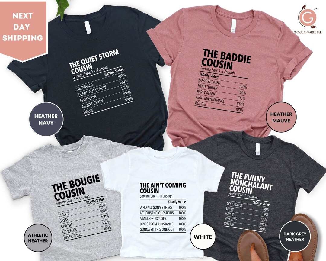 Cousin Nutrition Facts Shirts, Family Reunion Cousins Tee, Nutrition ...
