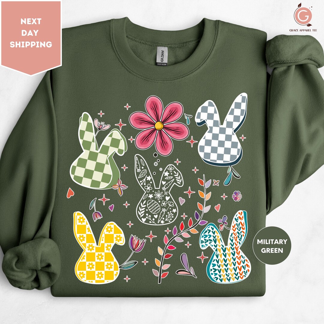 Happy Easter Sweatshirt, Happy Easter Bunny Sweatshirt, Bunny ...