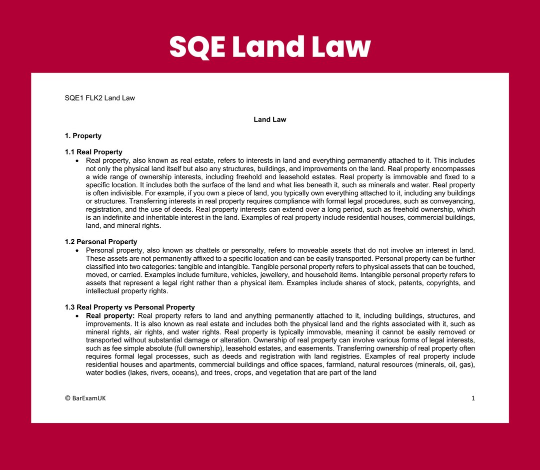 SQE Land Law SQE1 2024 FLK2 SRA Solicitors Qualifying Exam for ...