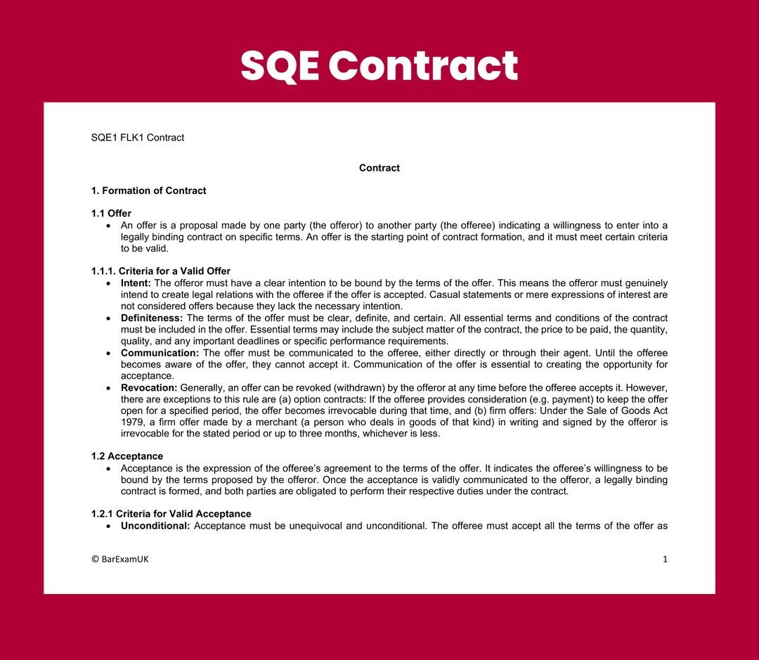 SQE Contract SQE1 2024 FLK1 SRA Solicitors Qualifying Exam for ...