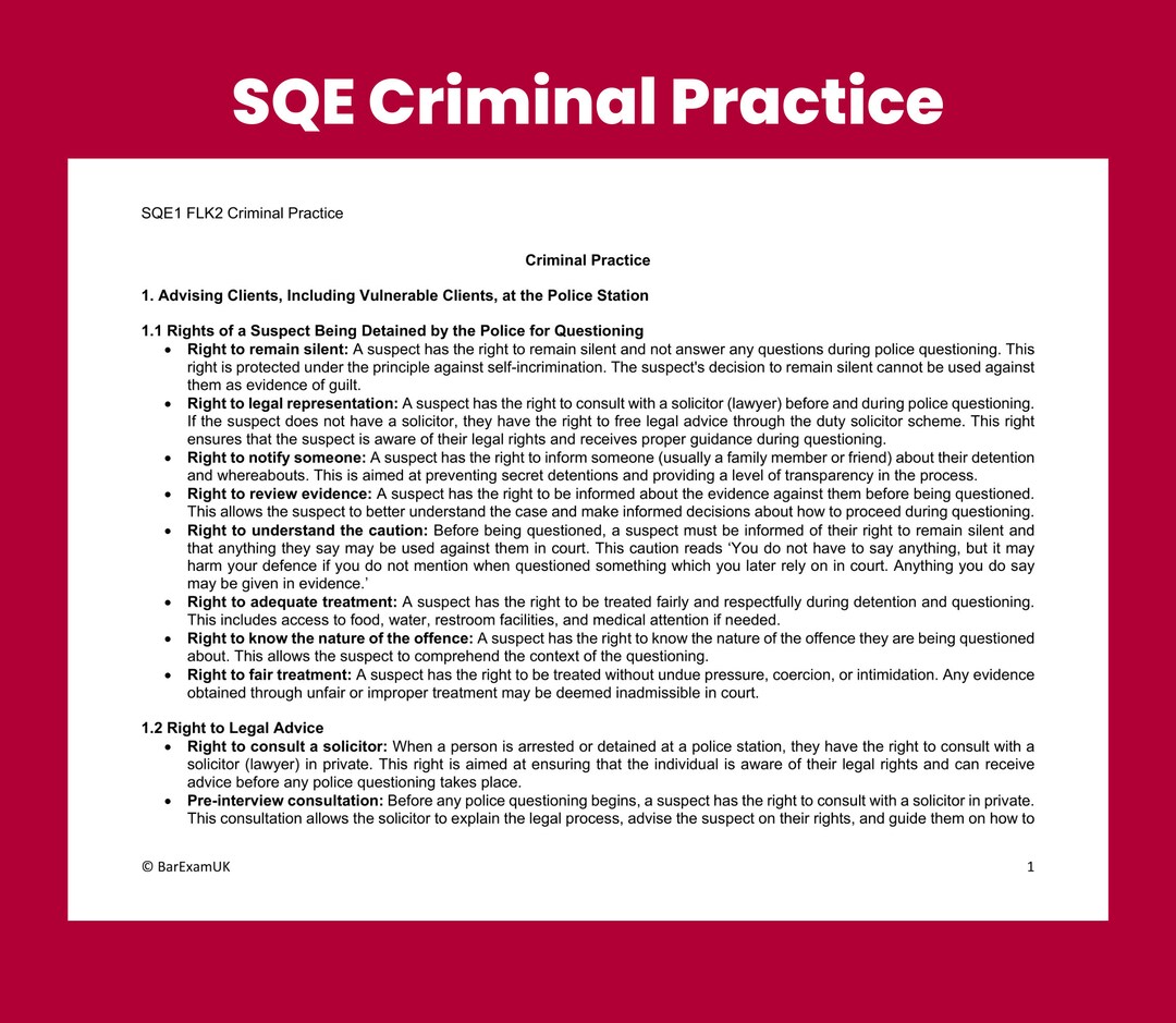 SQE1 Criminal Practice Study Guide Solicitors Qualifying Exam Prep FLK2 ...