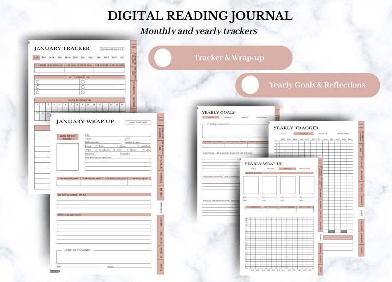 Digital Reading Journal Reading Log Book Tracker Reading - Etsy