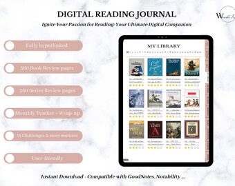 2024 Digital Reading Journal, Reading Log, Book Tracker, Reading List ...