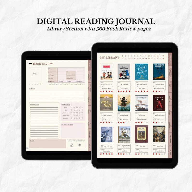 DIGITAL READING JOURNAL | Book Review for Goodnotes | Digital Reading ...