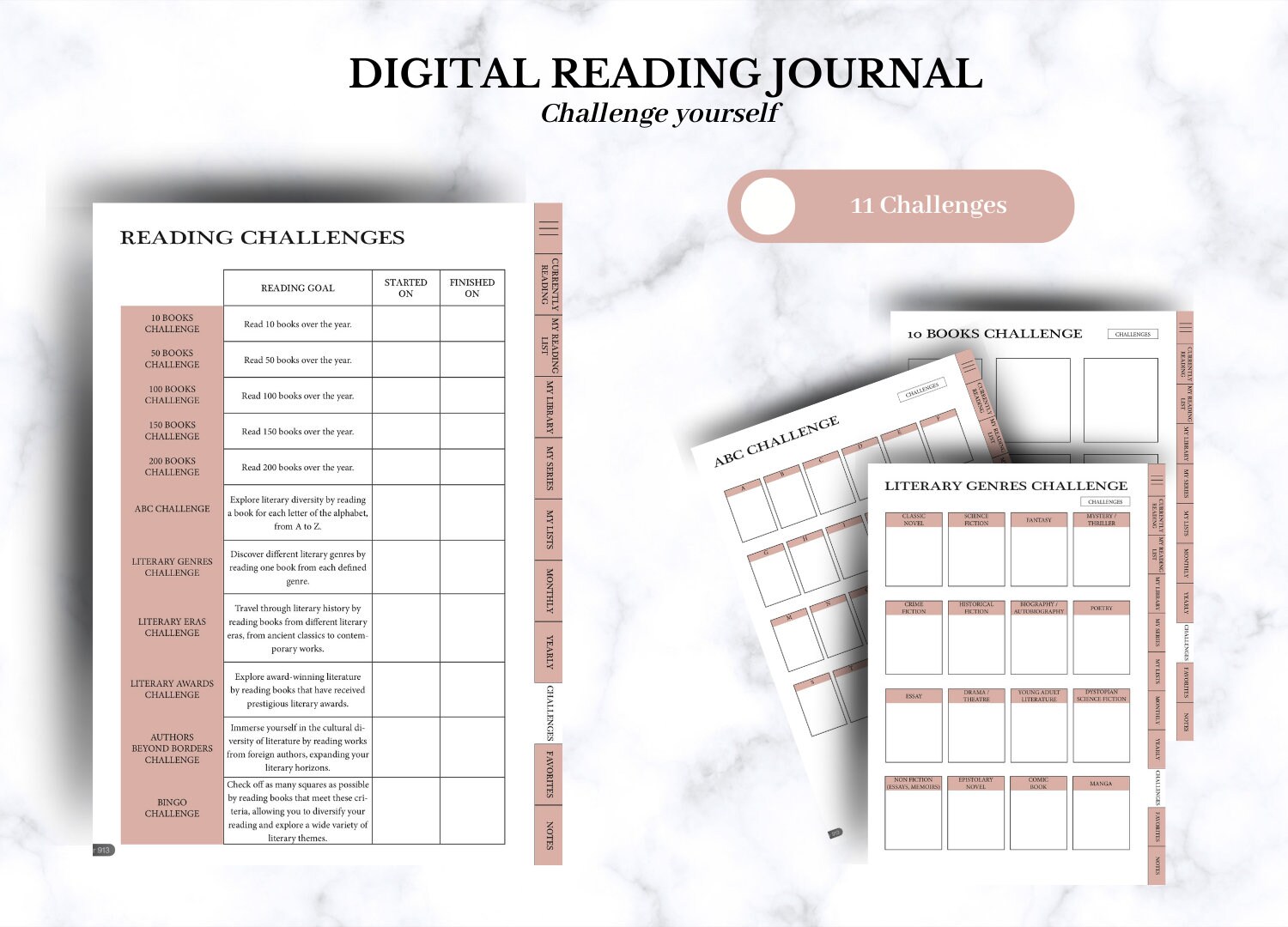 Digital Reading Journal Reading Log Book Tracker Reading - Etsy