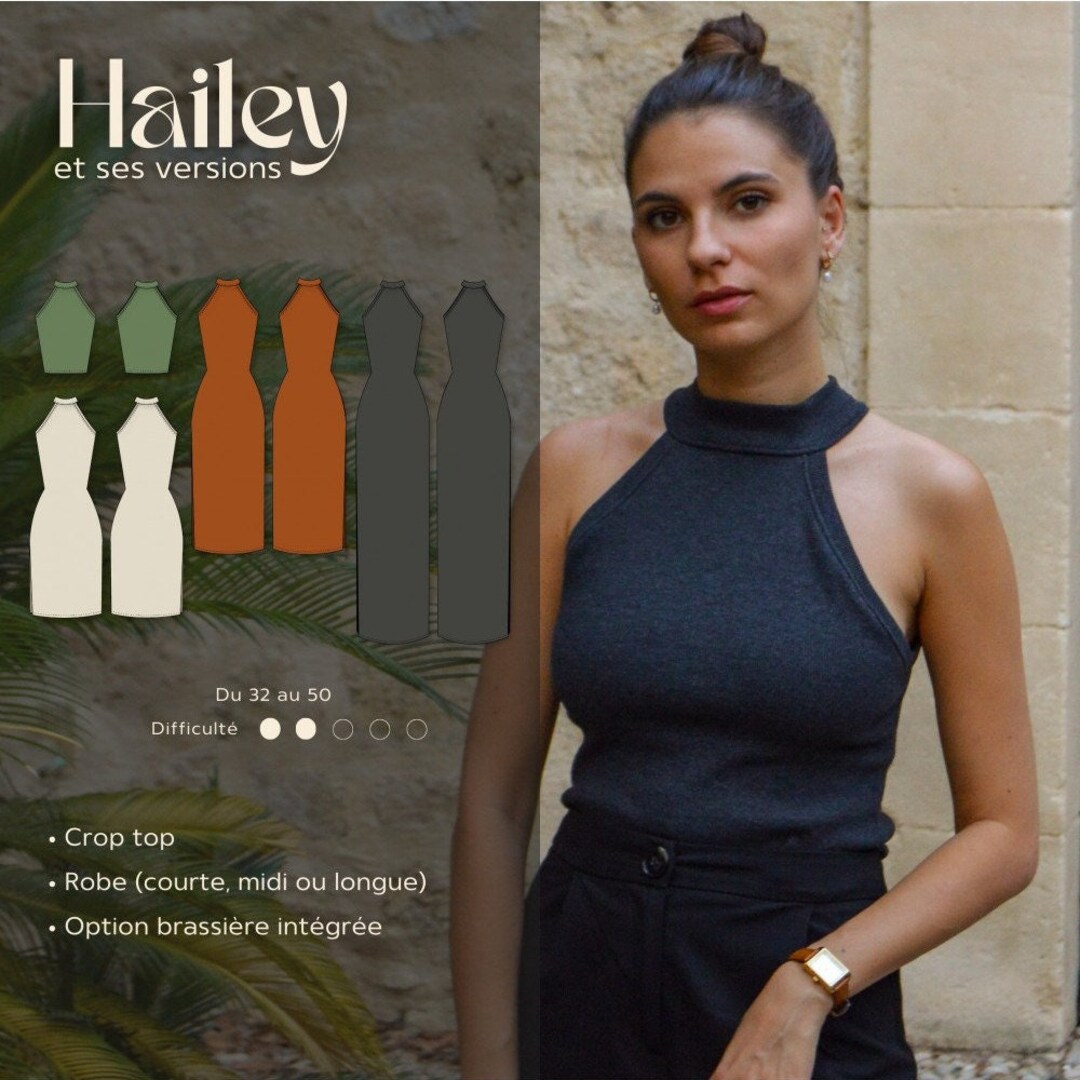 PDF Sewing Pattern for Women's Hailey Dress and Crop Top Integrated Bra ...