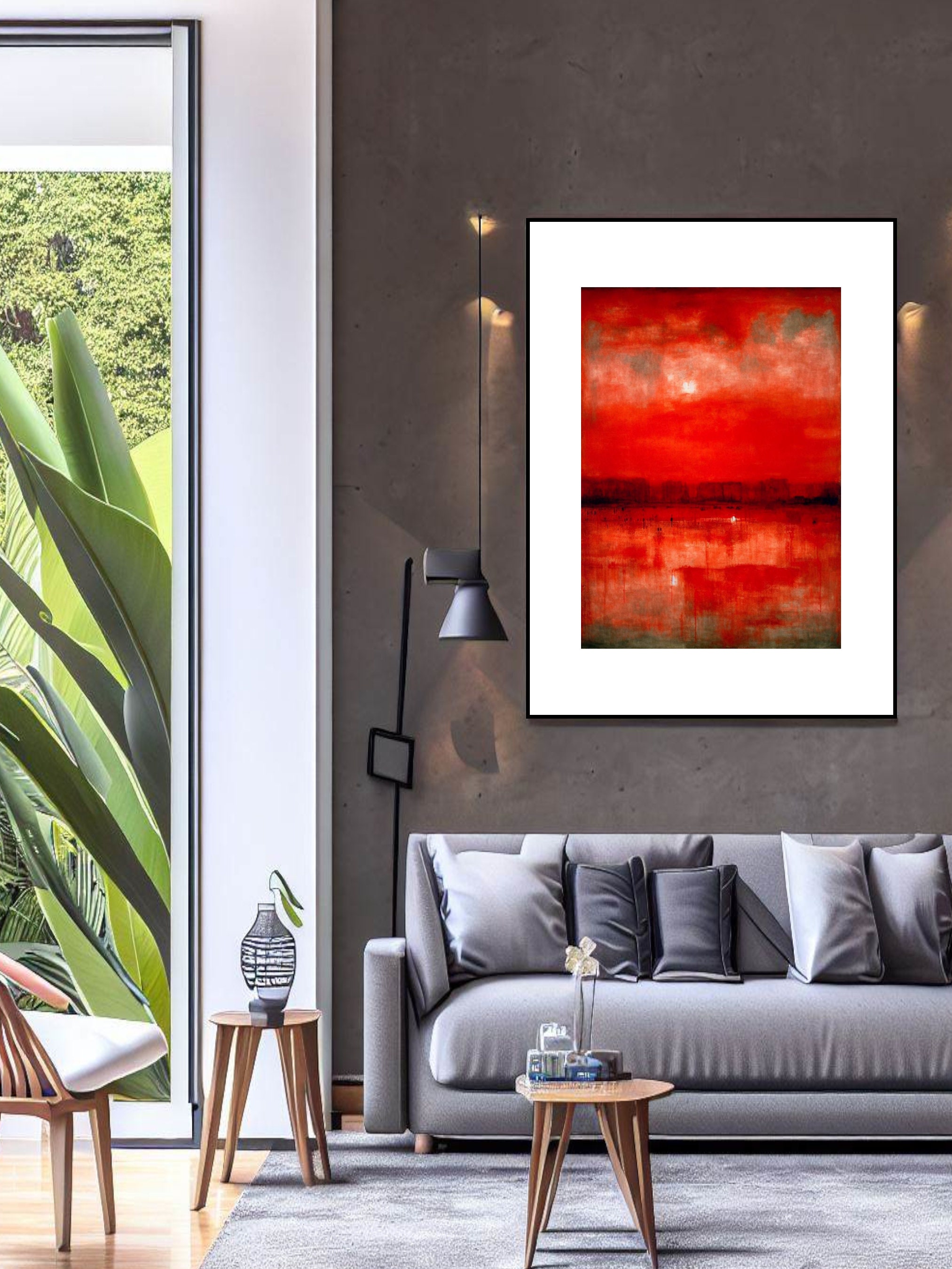 Red Wall Art Minimalist Style Printable Abstract Art - Etsy