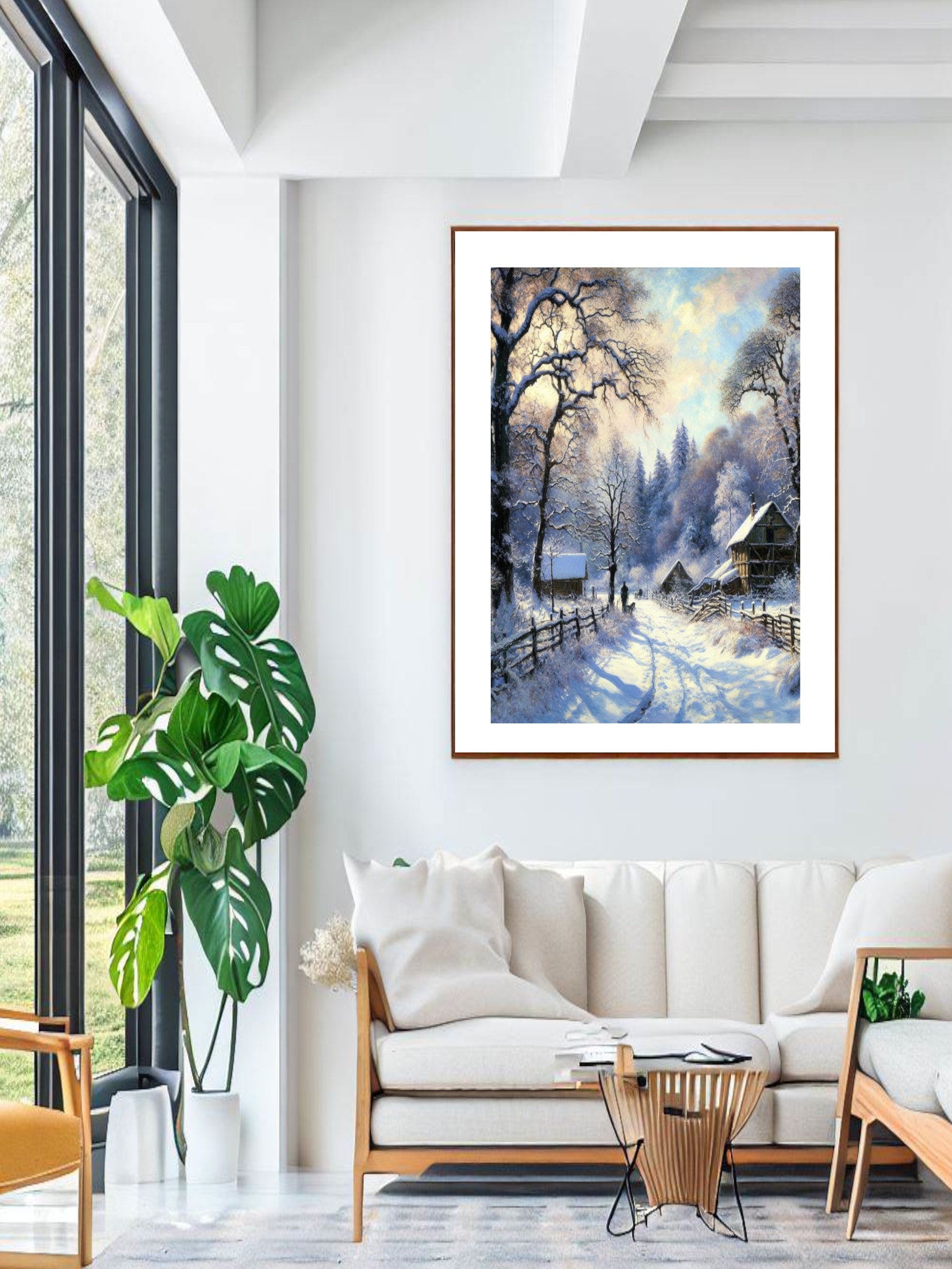Winter Country Christmas Art Print | Winter Farmhouse | PRINTABLE Wall ...