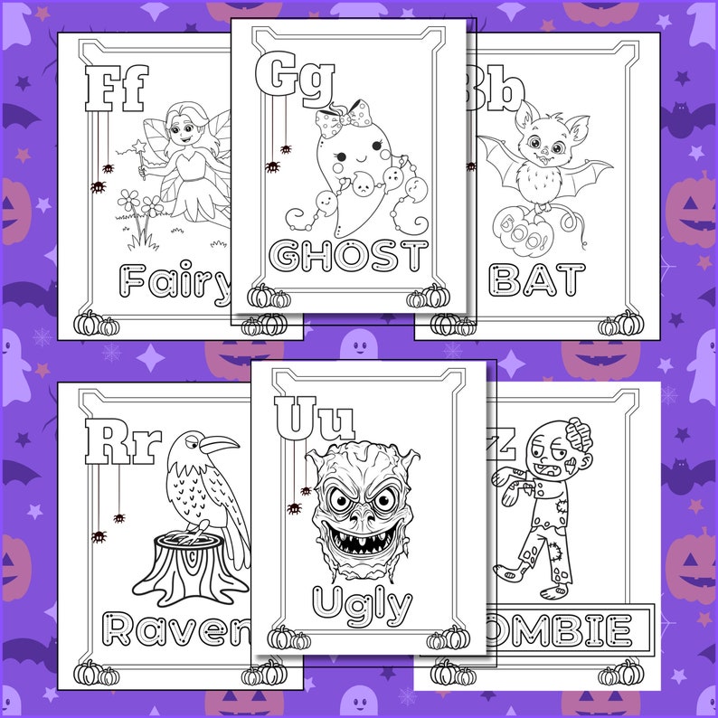 Halloween Coloring Book, ABC Coloring Book, Spooky Halloween, Halloween ...