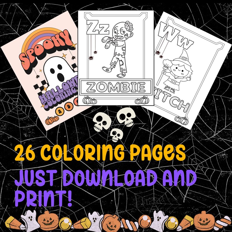 Halloween Coloring Book, ABC Coloring Book, Spooky Halloween, Halloween ...