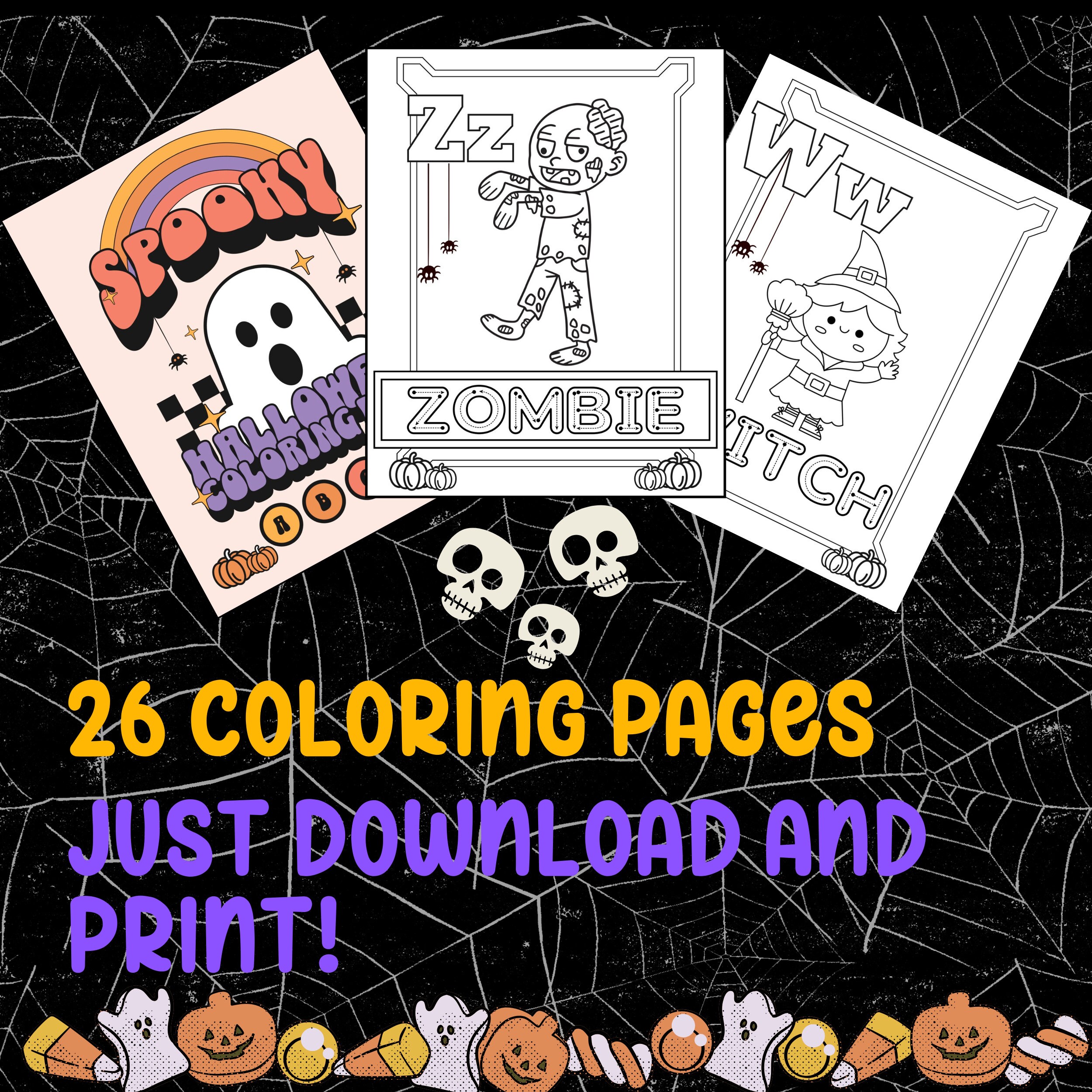 Halloween Coloring Book, ABC Coloring Book, Spooky Halloween, Halloween ...