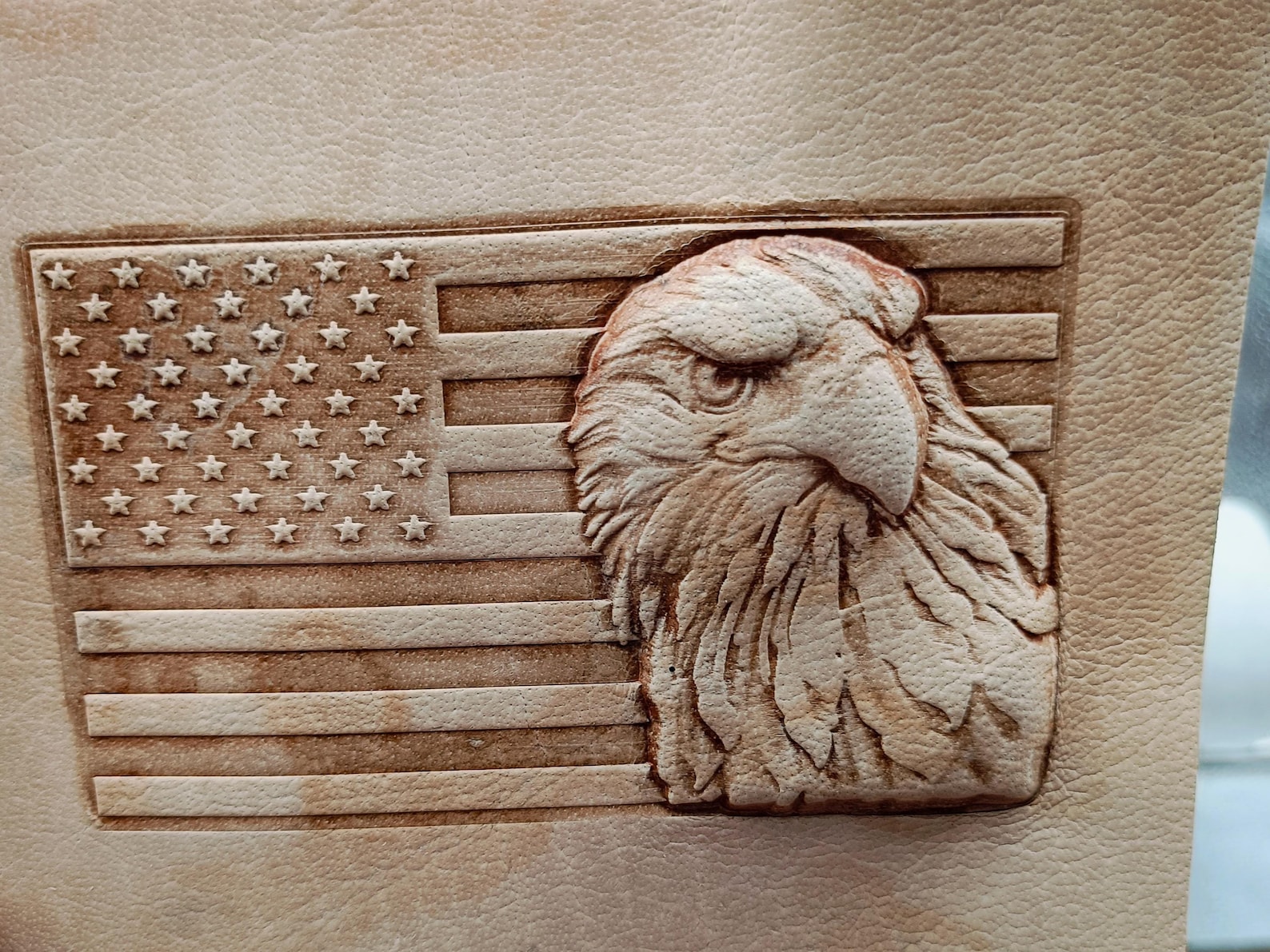 3D Eagle With USA Flag Leather Stamp Realistic Eagle and Flag Leather ...