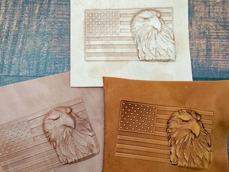 3D Eagle With USA Flag Leather Stamp Realistic Eagle and Flag Leather ...