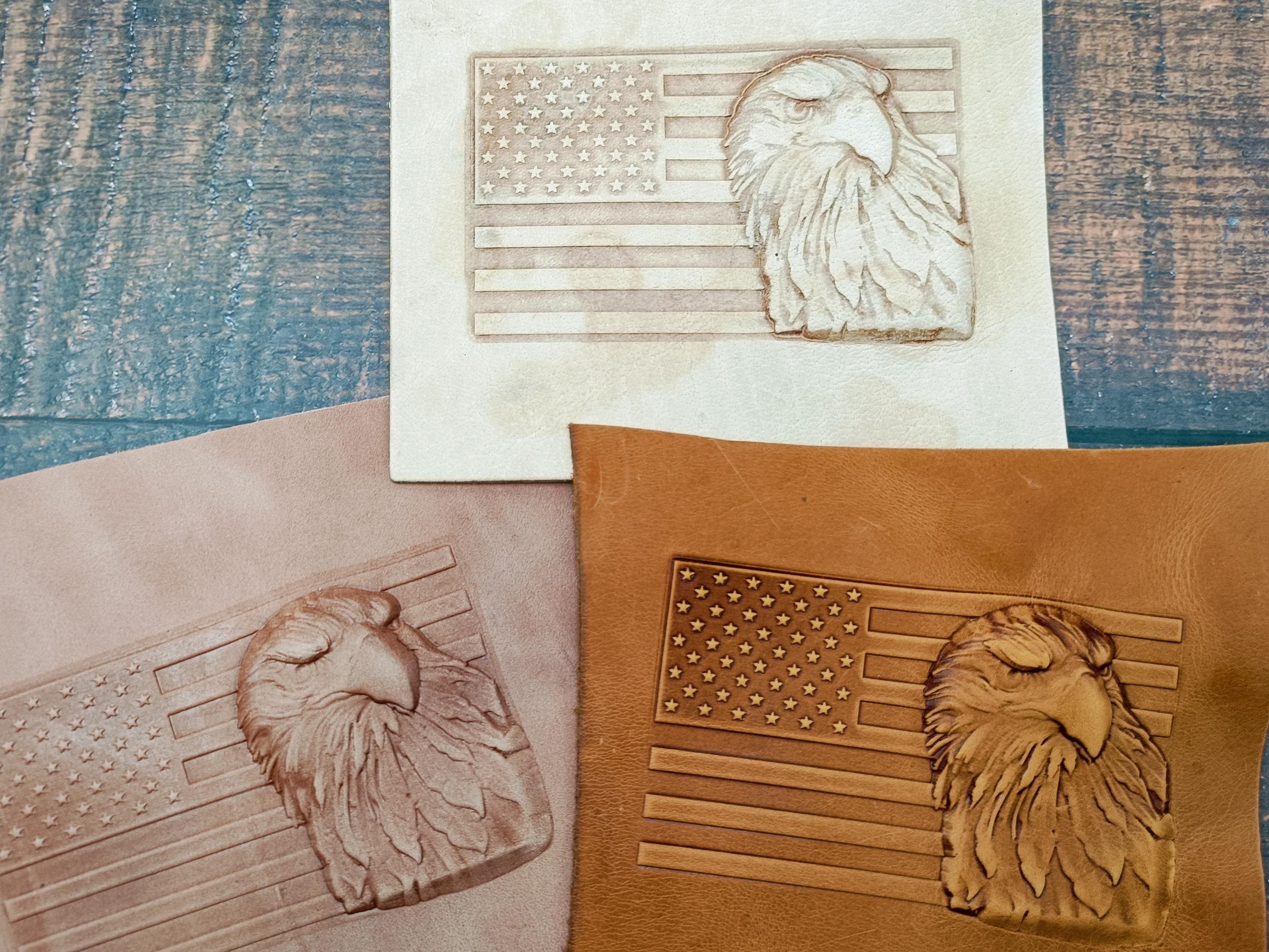 3D Eagle With USA Flag Leather Stamp Realistic Eagle and Flag Leather ...