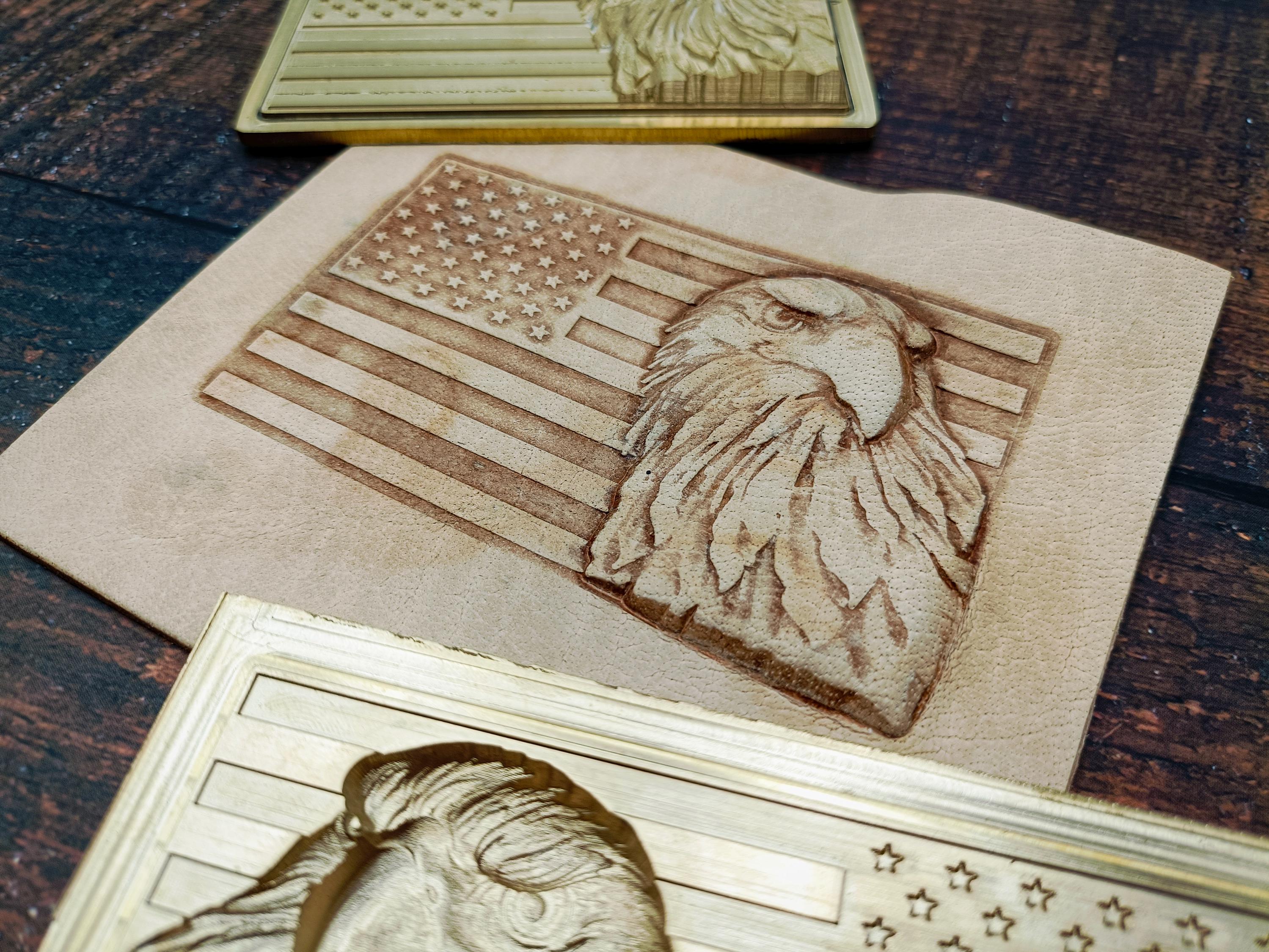 3D Eagle With USA Flag Leather Stamp Realistic Eagle and Flag Leather ...