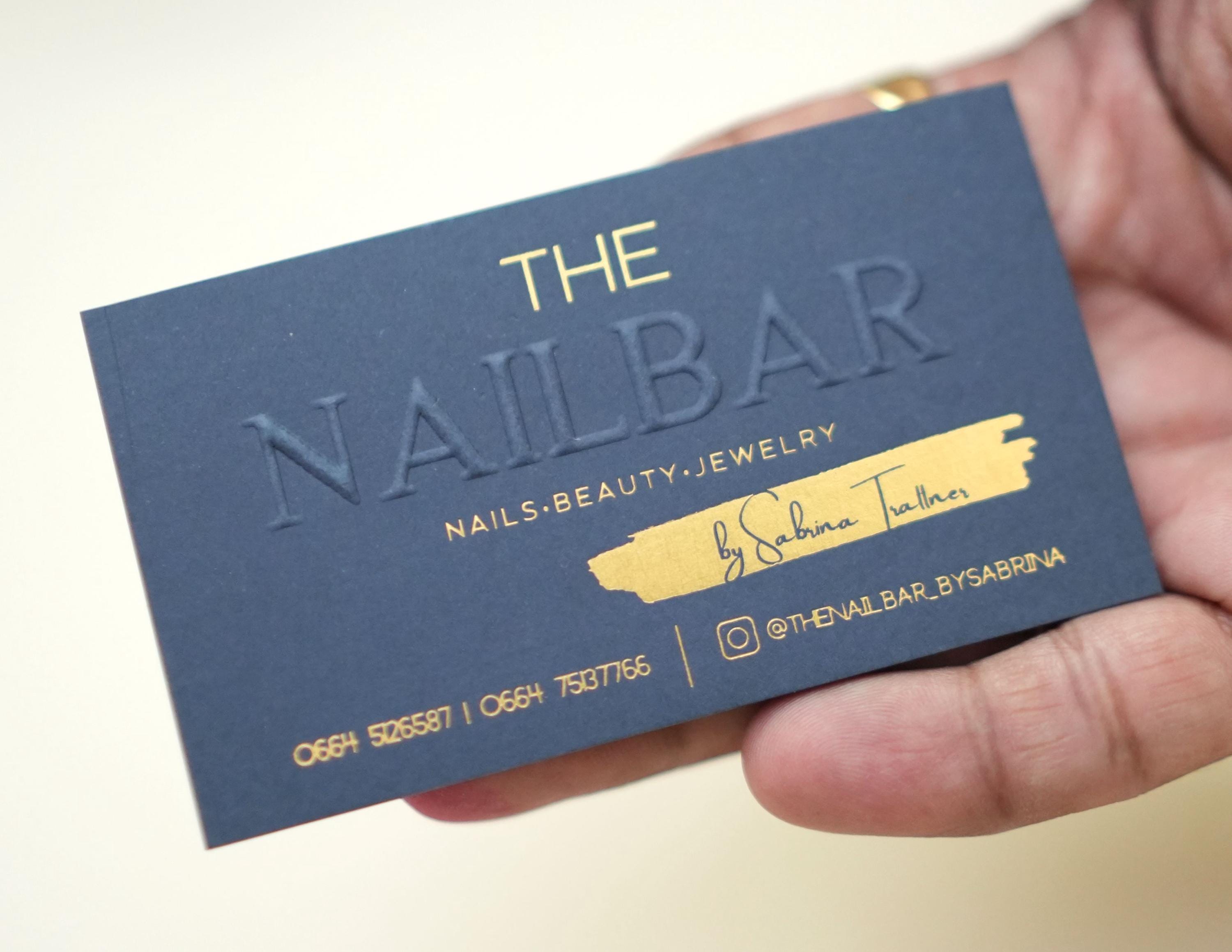 100 LUXE Embossed Business Cards | Grey Foil Stamped Calling Cards ...