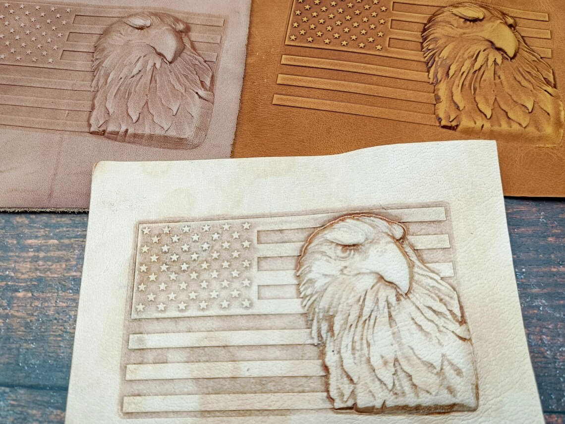 3D Eagle With USA Flag Leather Stamp Realistic Eagle and Flag Leather ...