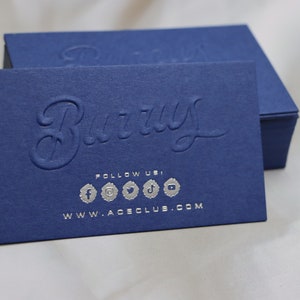 100 LUXE Embossed Business Cards | Royal Blue Foil Stamped Calling ...
