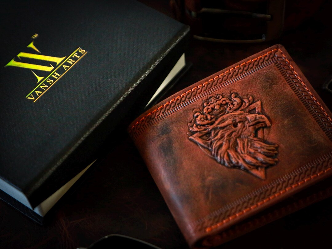 Personalized 3D Embossed Eagle Head Leather Wallet for Men – Brown ...
