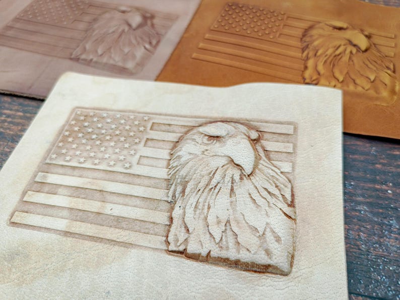 3D Eagle With USA Flag Leather Stamp Realistic Eagle and Flag Leather ...