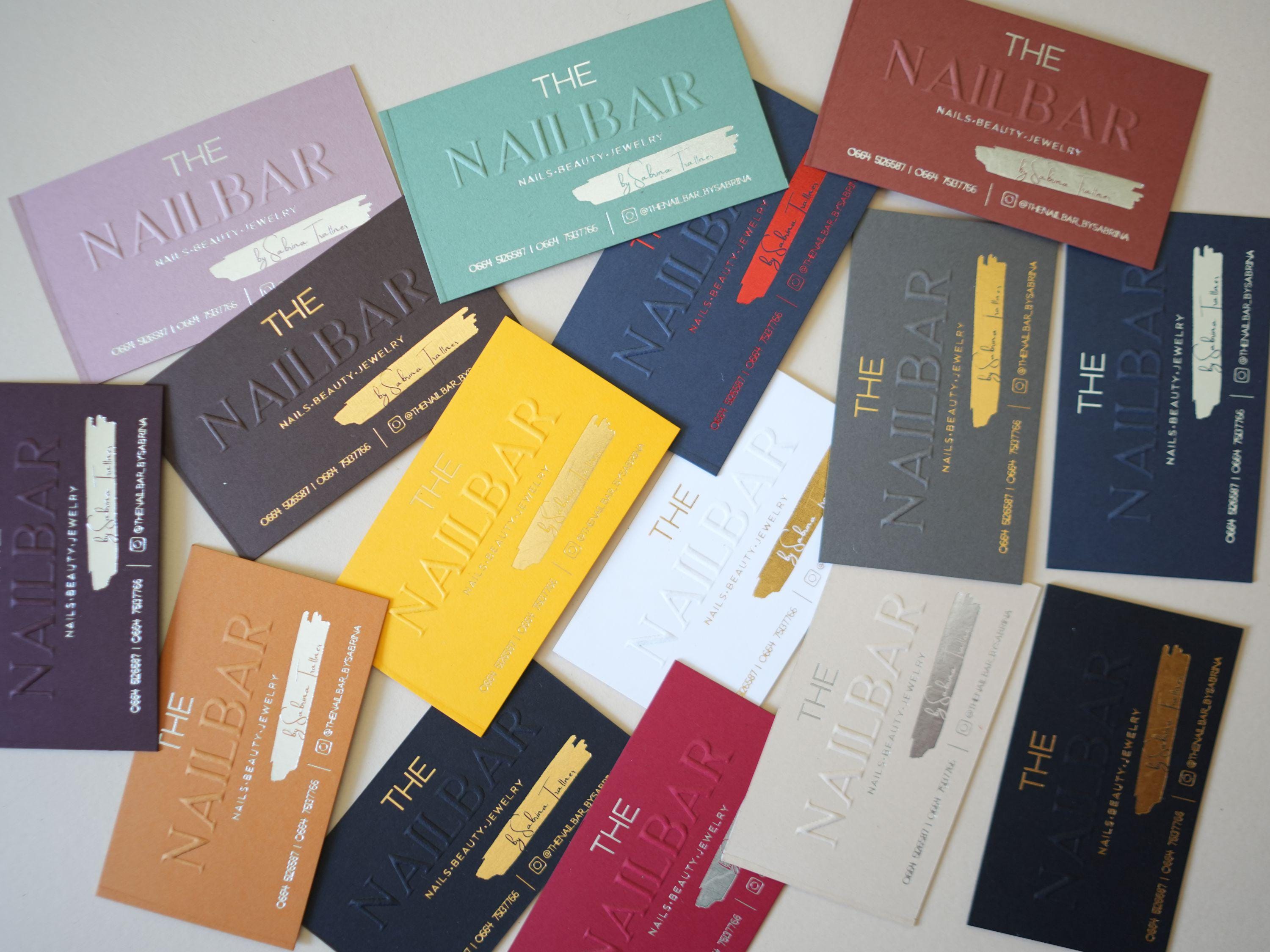 100 LUXE Embossed Business Cards | Grey Foil Stamped Calling Cards ...
