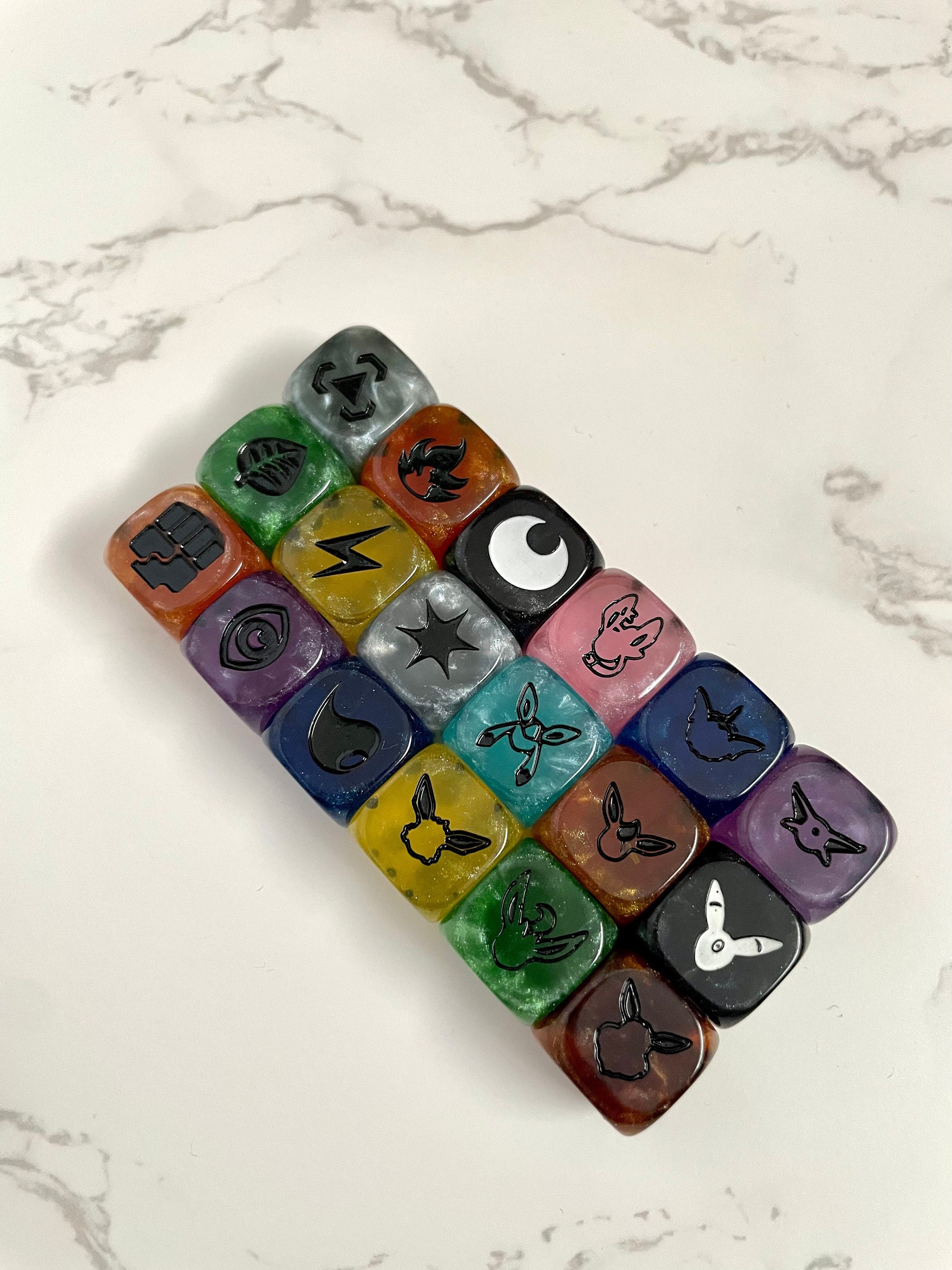 Pick ANY 9 Pokemon Anime Inspired Dice Eeeveelutions and Type Symbols ...