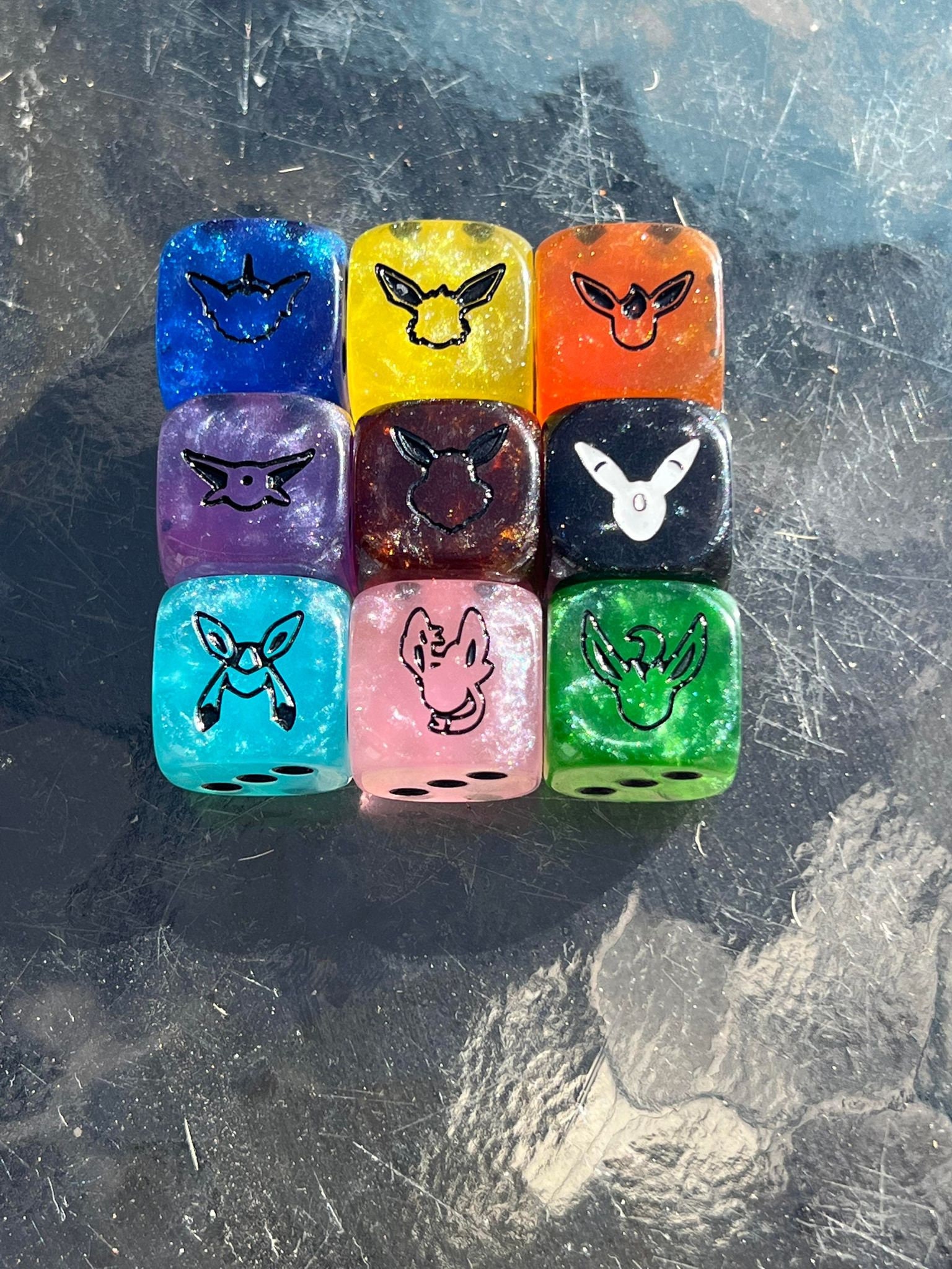 Pick ANY 9 Pokemon Anime Inspired Dice Eeeveelutions and Type Symbols ...