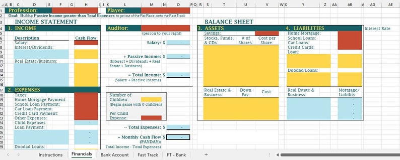 Rich Dad's Cashflow Game Calculator - Etsy