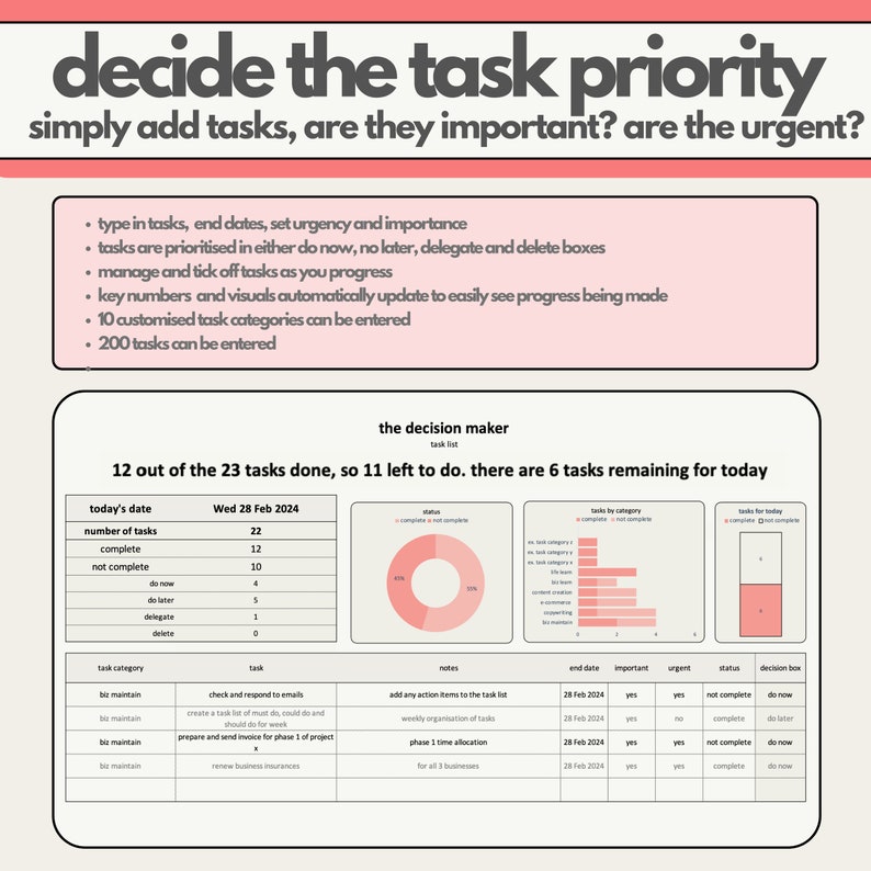 Task Priority Tracker - Eisenhower Matrix, Task Priority Management ...