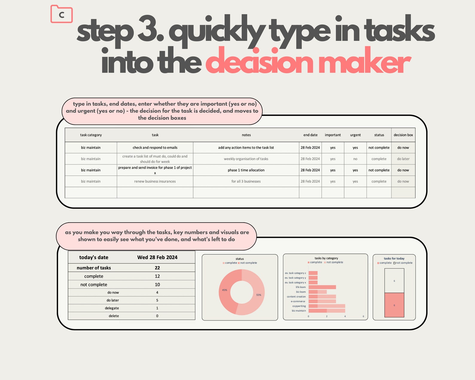 Task Priority Tracker - Eisenhower Matrix, Excel Template, Decision ...