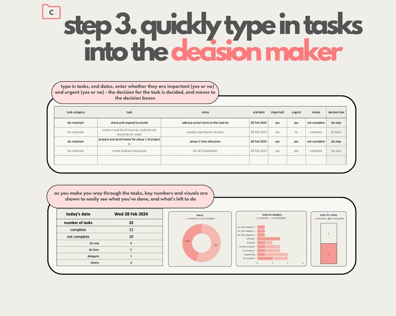 Task Priority Tracker - Eisenhower Matrix, Excel Template, Decision ...