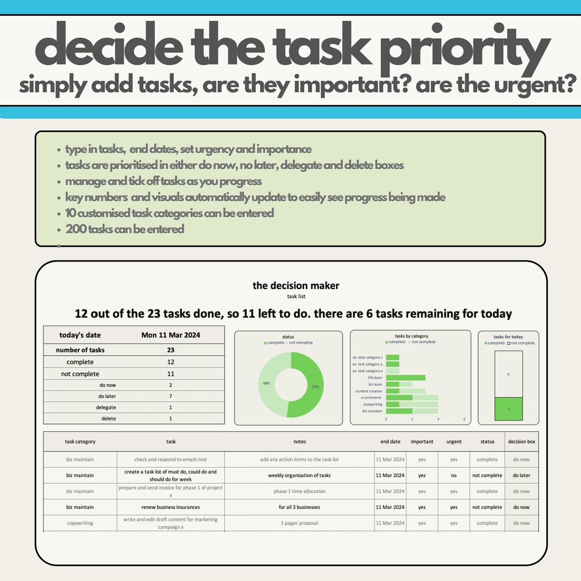Task Priority Tracker Eisenhower Matrix, Task Priority Management With ...