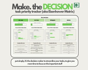 Task Priority Tracker, Eisenhower Matrix, Google Sheets, Decision Matrix, Daily Priority Planner ...