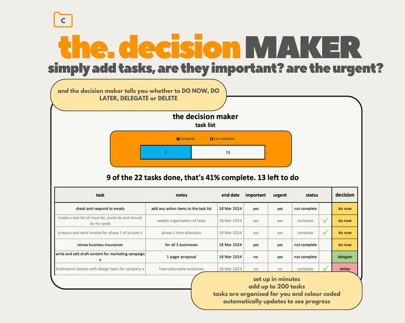 Decision Matrix: Simple Task Priority Tracker - Google Sheets Template ...