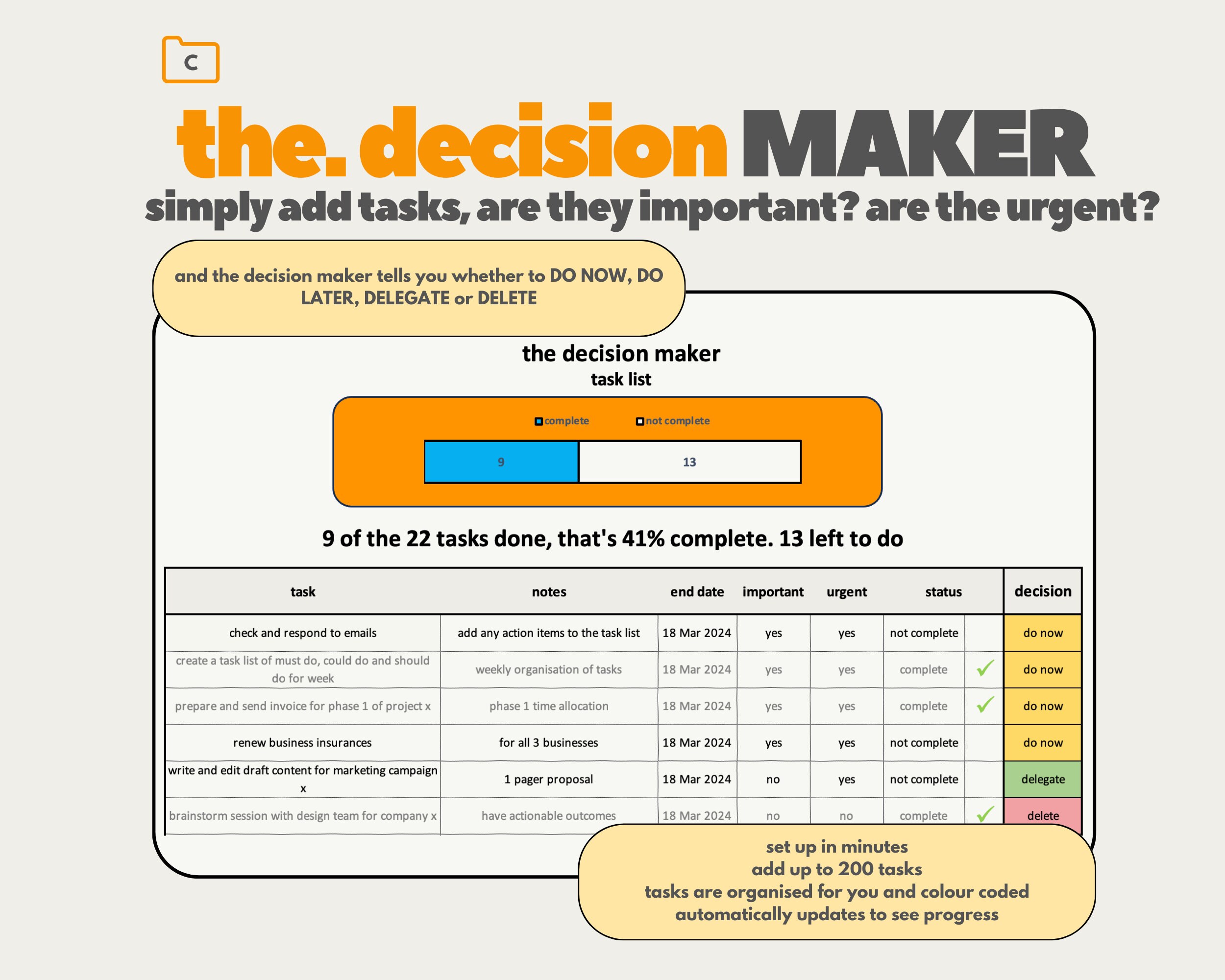 Decision Matrix: Simple Task Priority Tracker - Google Sheets Template ...