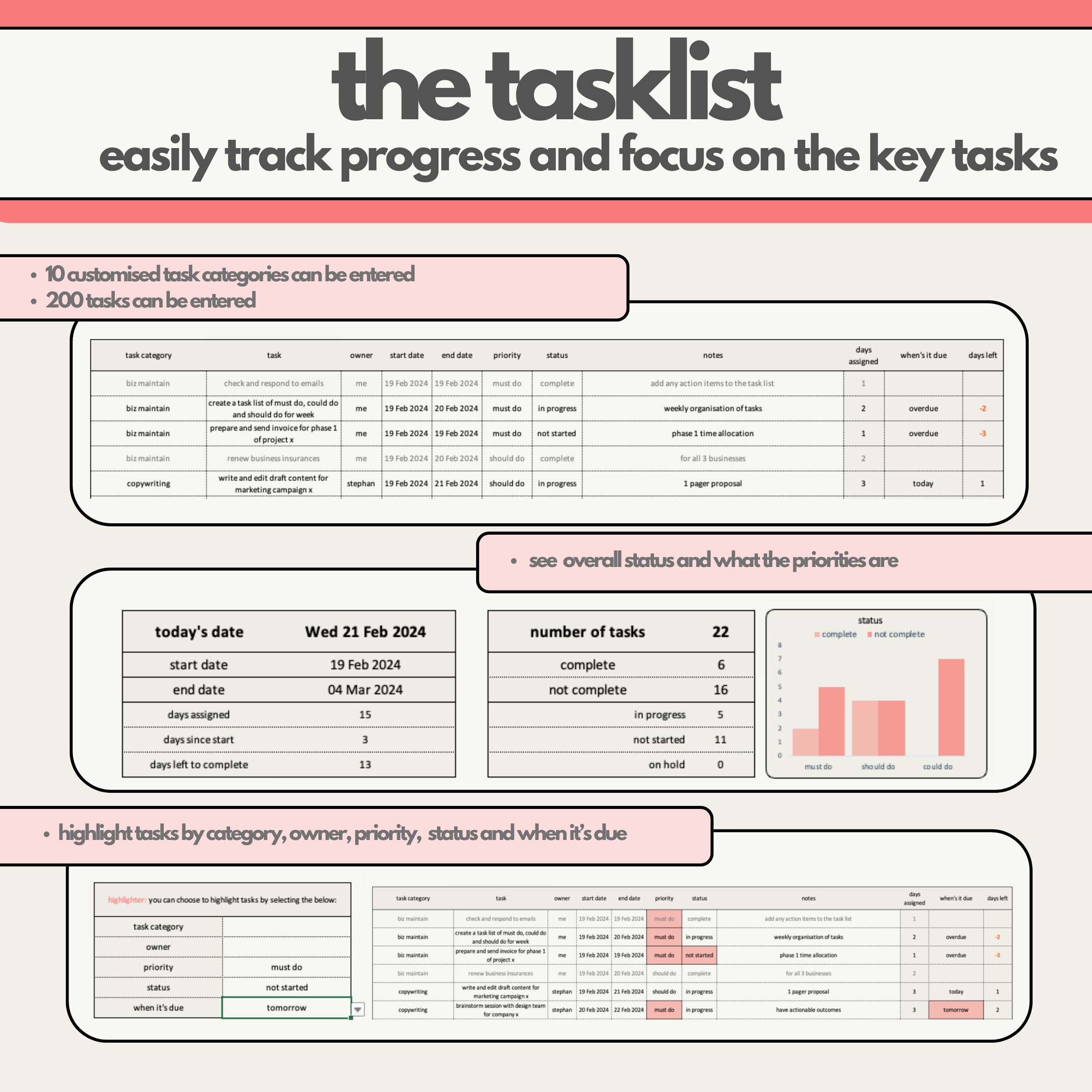 Task Tracker - to Do List and Productivity Planner - Weekly, Daily ...
