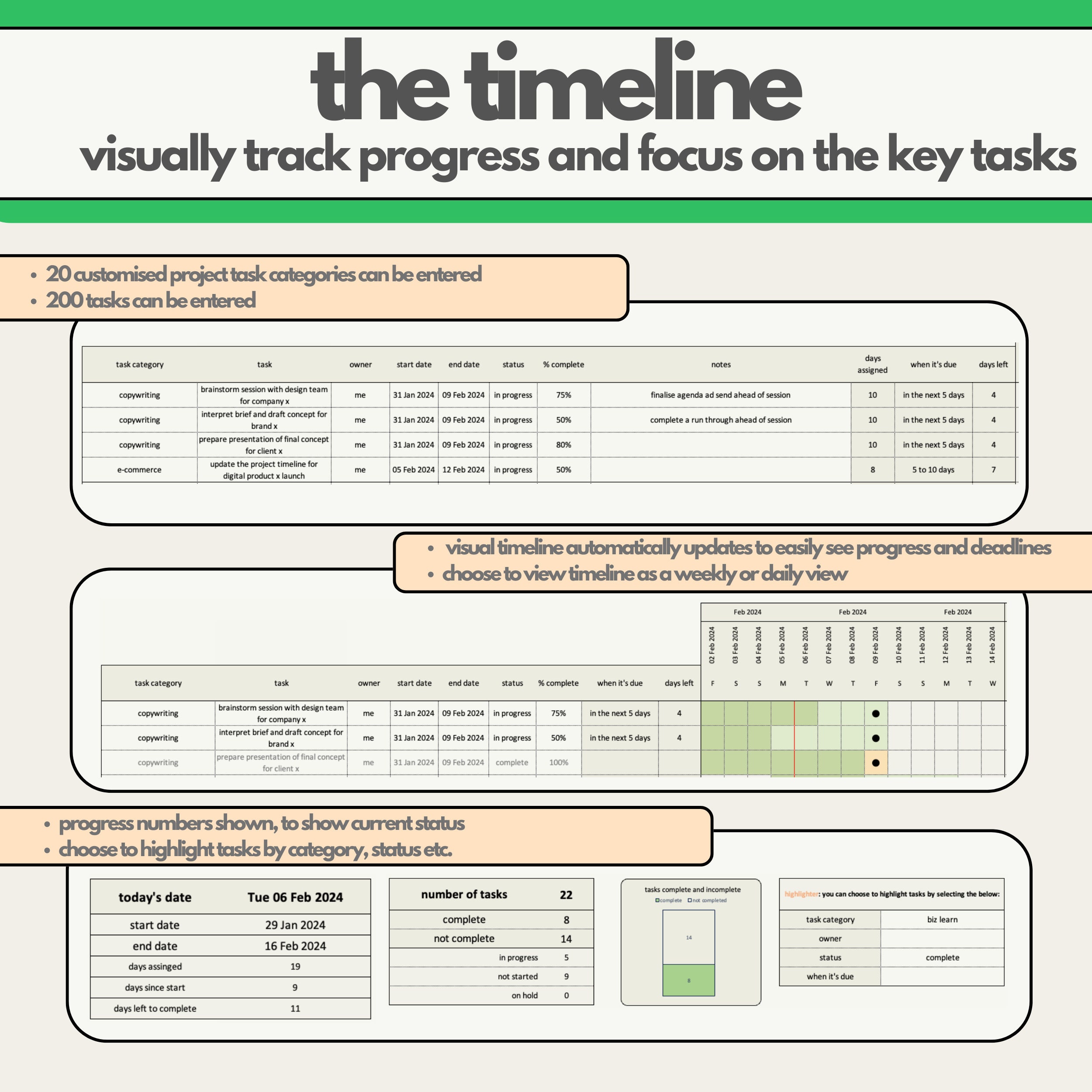 Gantt Chart, Task Scheduler, Excel Template - Etsy