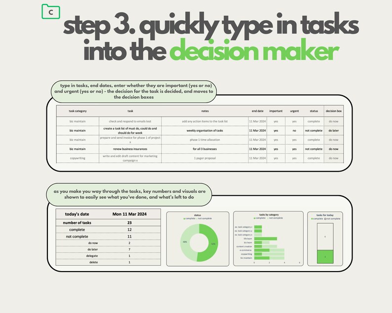 Task Priority Tracker, Eisenhower Matrix, Excel Template, Decision Matrix, Daily Priority ...