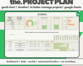 Project Gantt Chart | Google Sheets Template | Task Scheduler ...