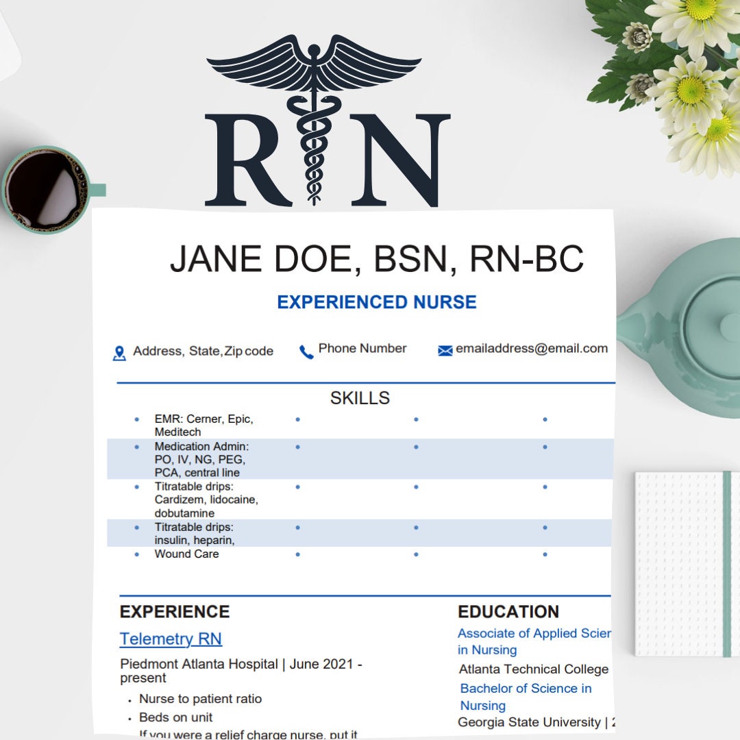 Experience Nurse Resume Template - Etsy