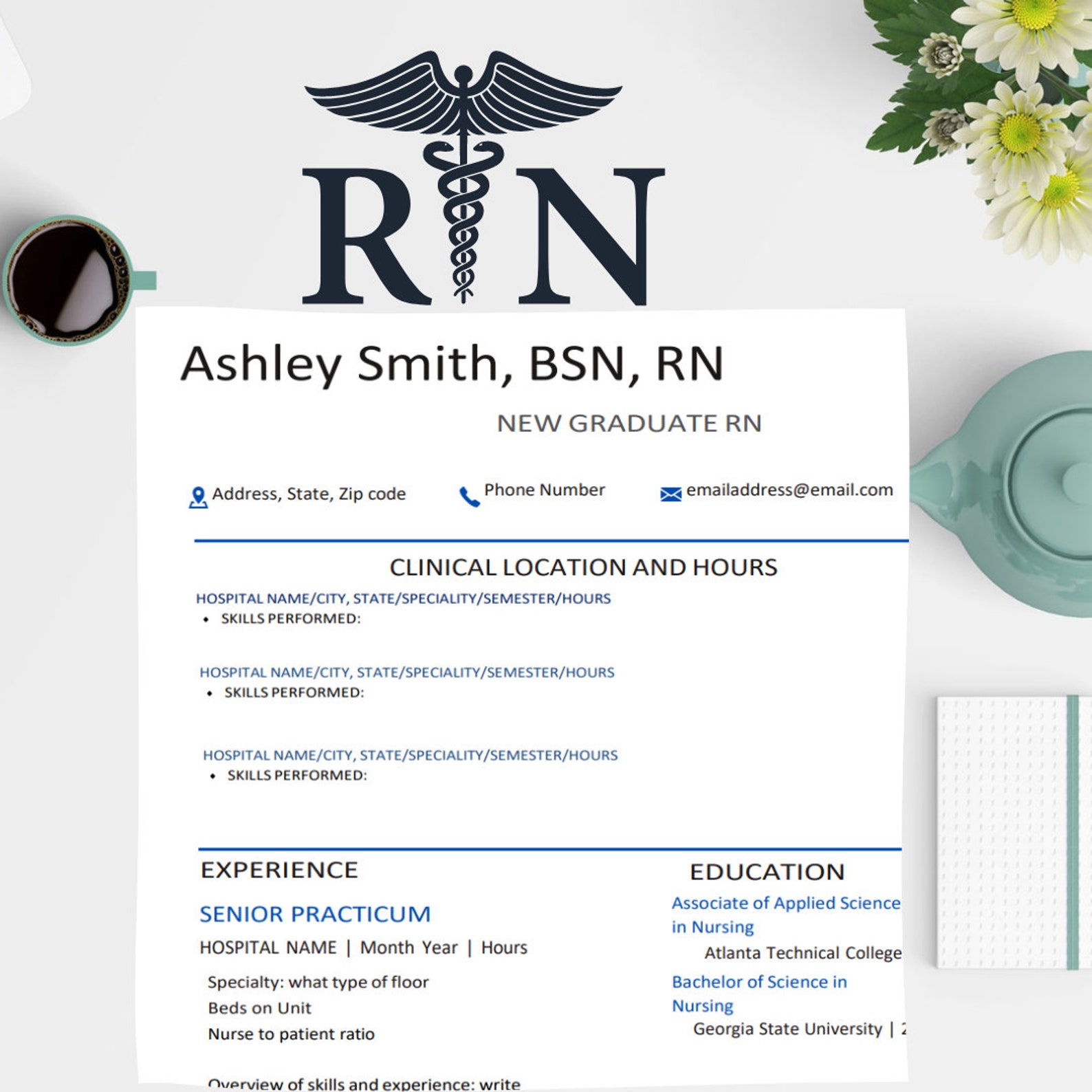 New Graduate RN Resume Template & Review Tips - Etsy