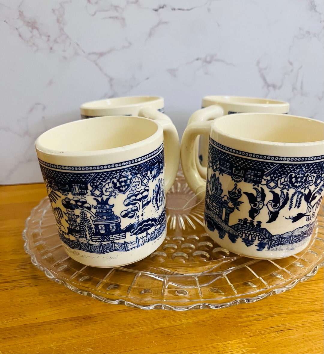 Blue Willow Coffee / Tea Mugs - Set of 4 Blue and White - Etsy
