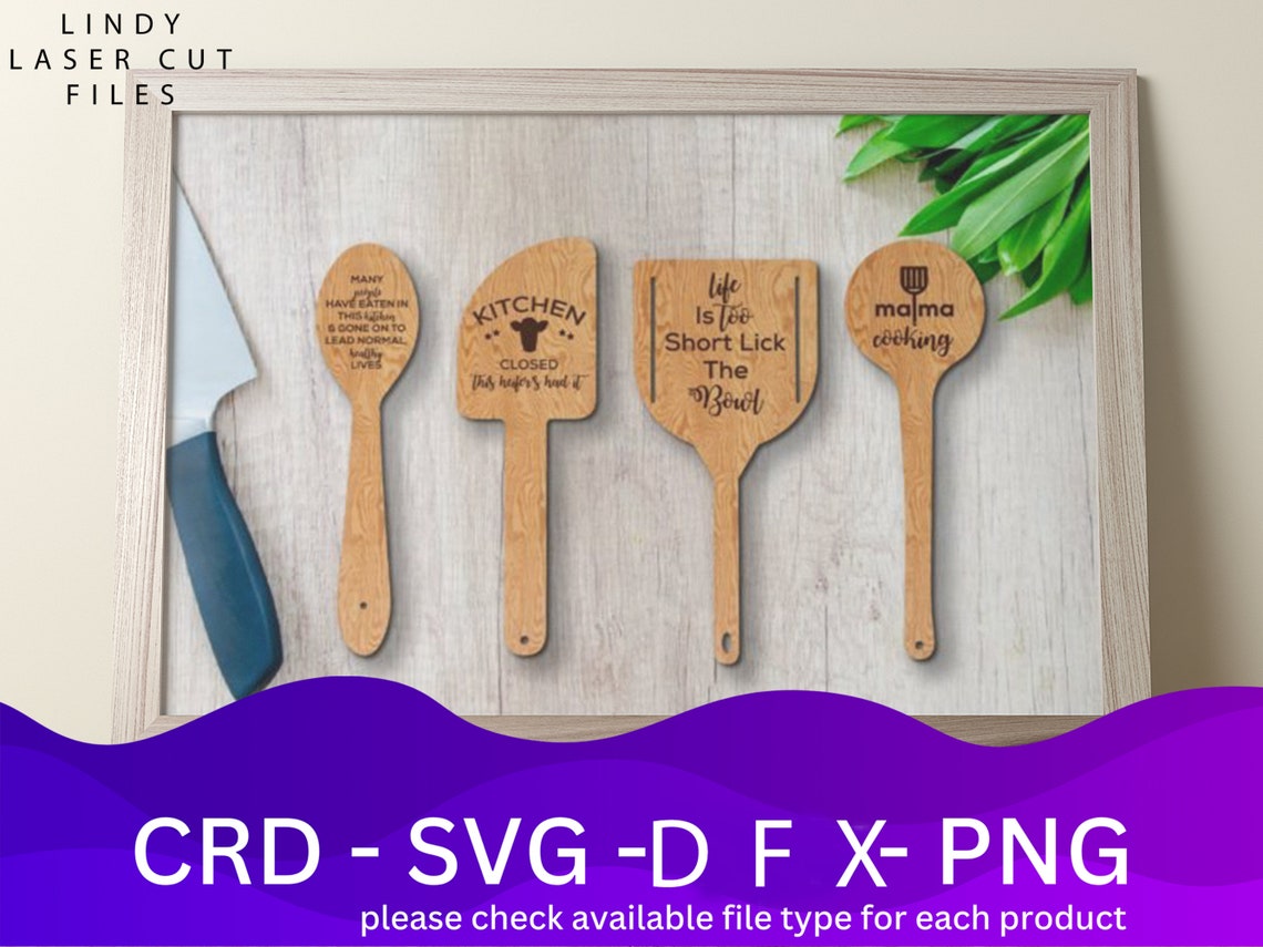 Wooden Spoons Cut Files Bundle SVG File, 4 Vector Design, Plan Laser ...
