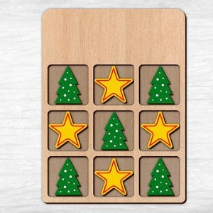Christmas Tic Tac Toe Laser Cut Files: 5 Vector Designs (SVG File) - Etsy