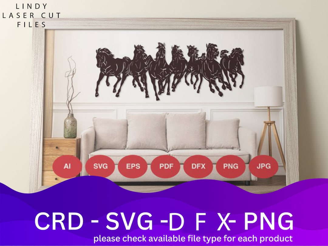 Seven Horse Wall Decor Laser Cut File: SVG, CNC Pattern (digital ...