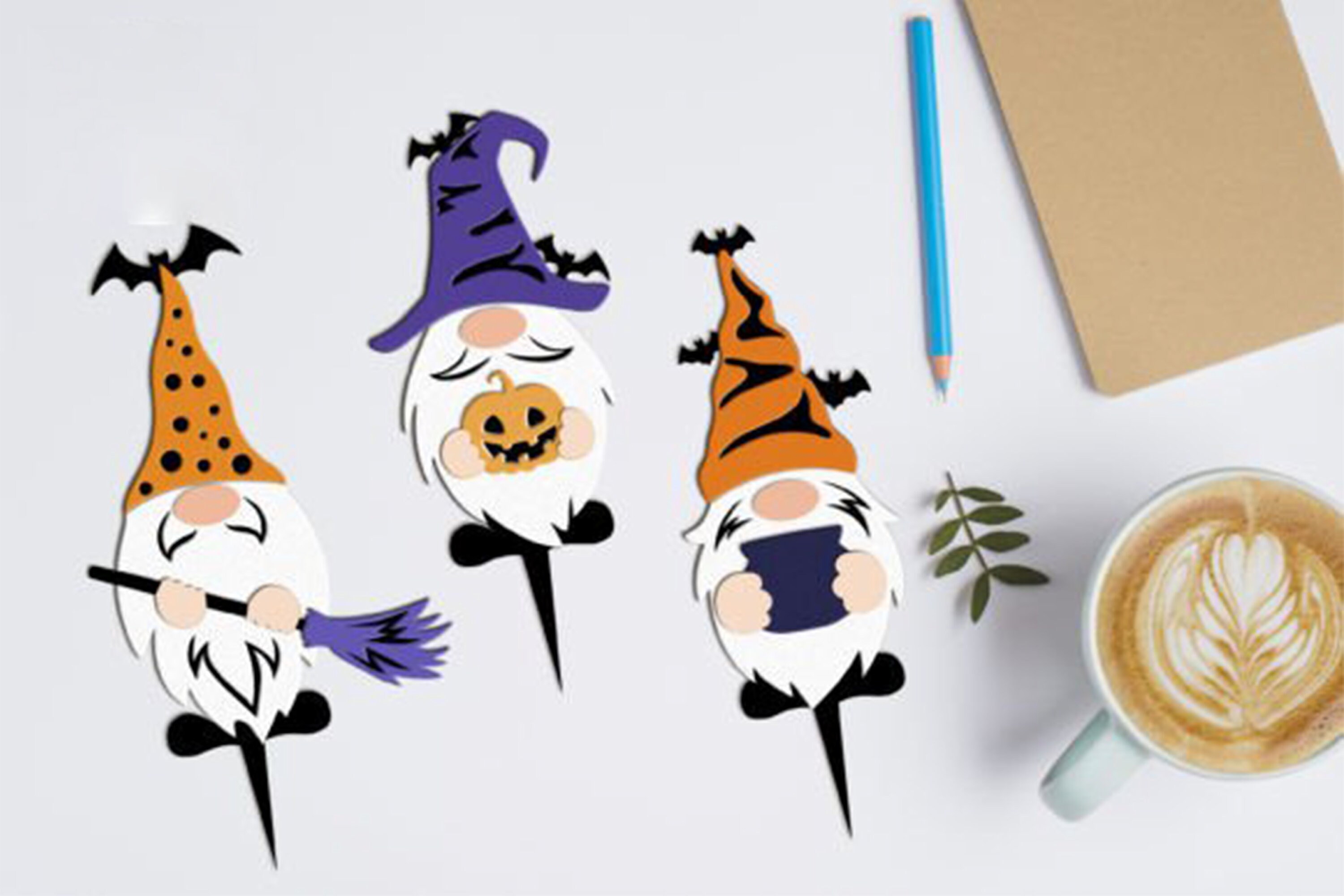 Halloween Gnomes Toppers Laser Cut Files Bundle SVG File, 7 Vector ...