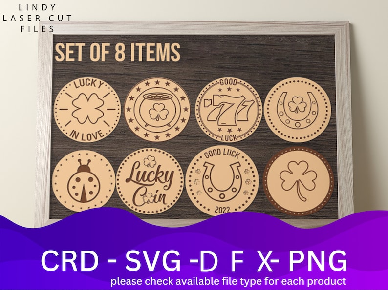 Lucky Coins Laser Cut Files Bundle SVG File, 8 Vector Design, Plan ...