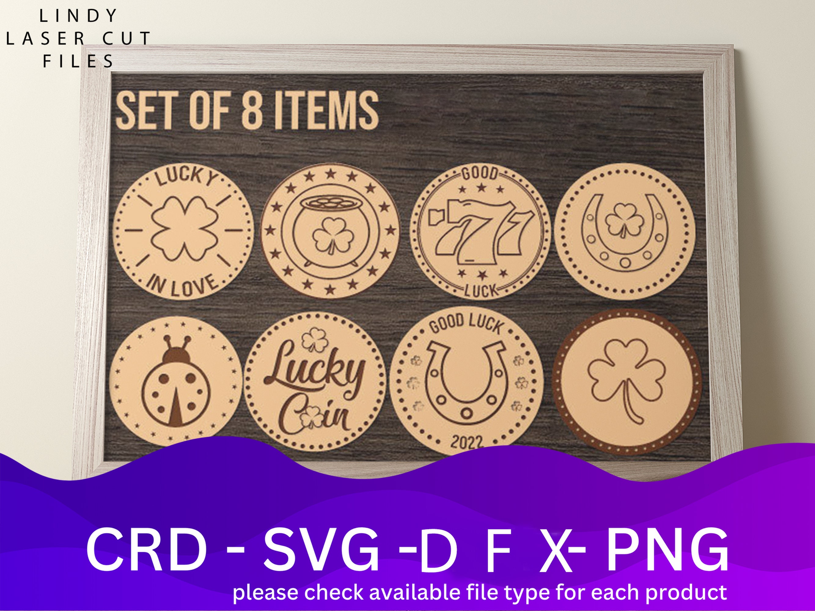 Lucky Coins Laser Cut Files Bundle SVG File, 8 Vector Design, Plan ...