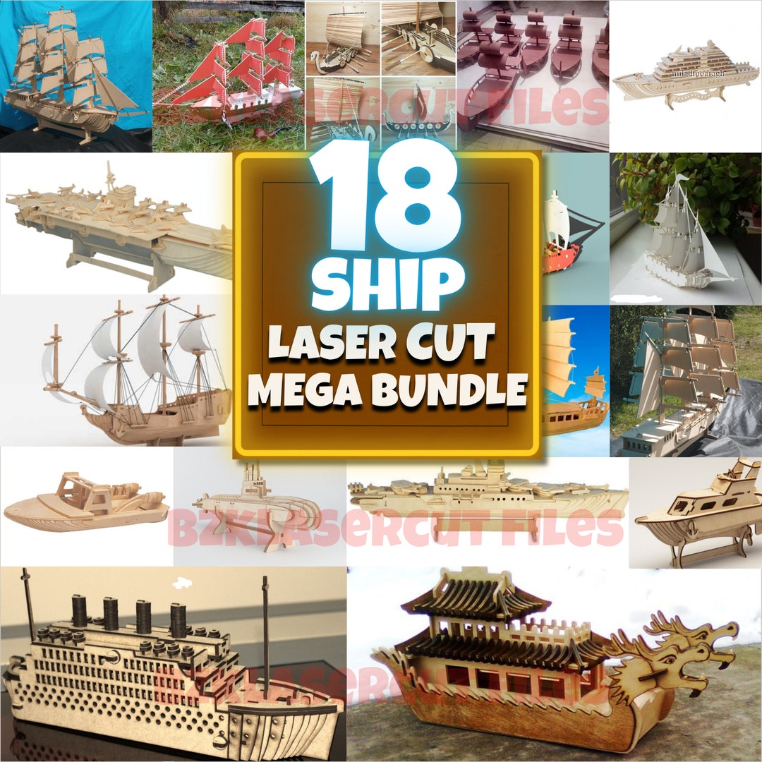 Ships & Racks Model Laser Files Bundle | Raft Model Decorative Vector ...